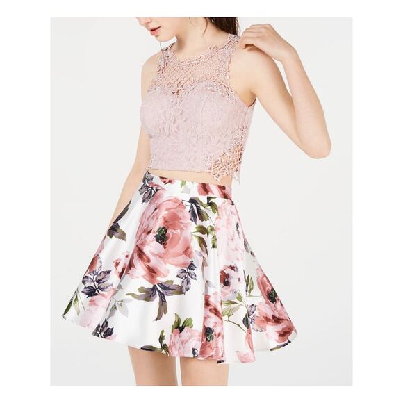 City Studio | Tops | Nwt City Studio Womens Pink Lace Floral Sleeveless ...